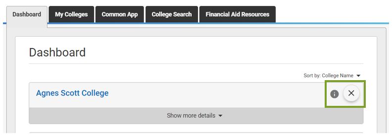 How can I remove a school from My colleges?